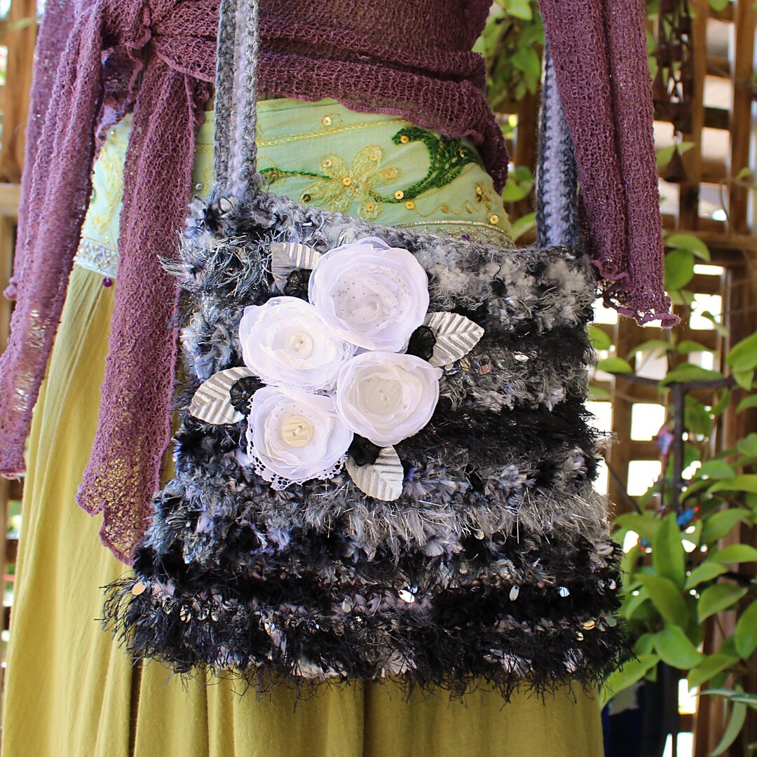 Crossbody Bag, Whimsigoth Fashion Unique Handbag, Grey Witch Hippie ...