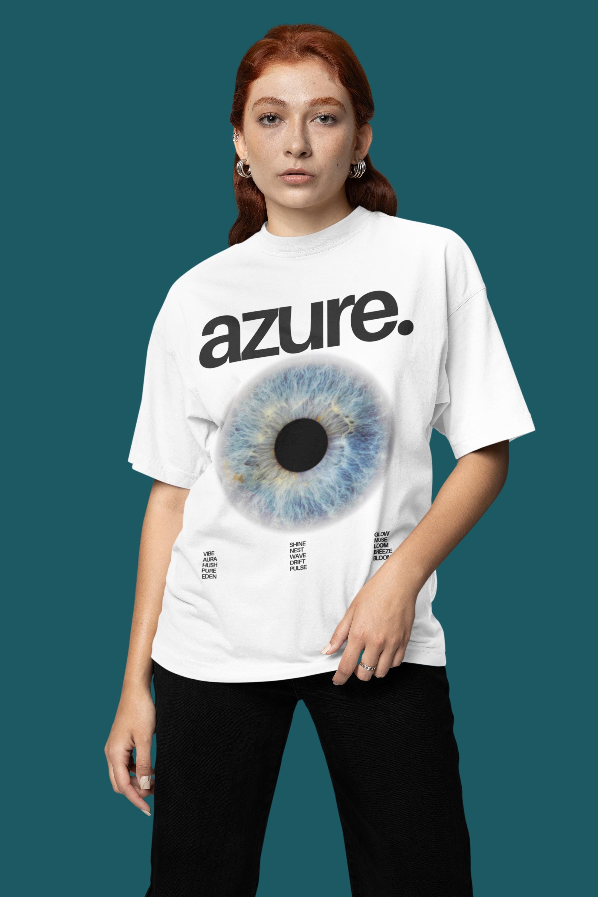 Azure Design Oversized Unisex T-shirt - Casual Round Neck Tee for ...