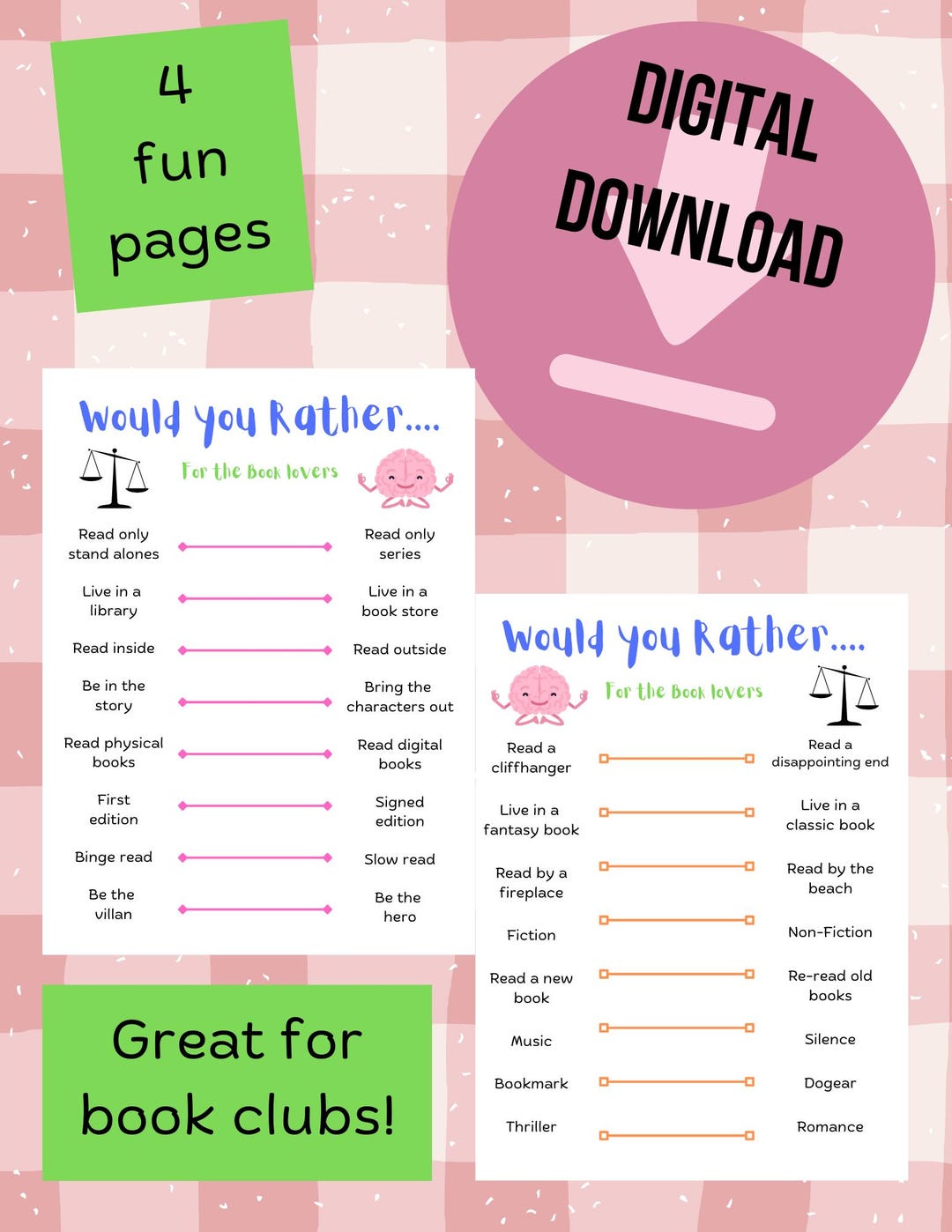 Would You Rather, Book Edition, Book Club, Games, Reading Games, Book ...