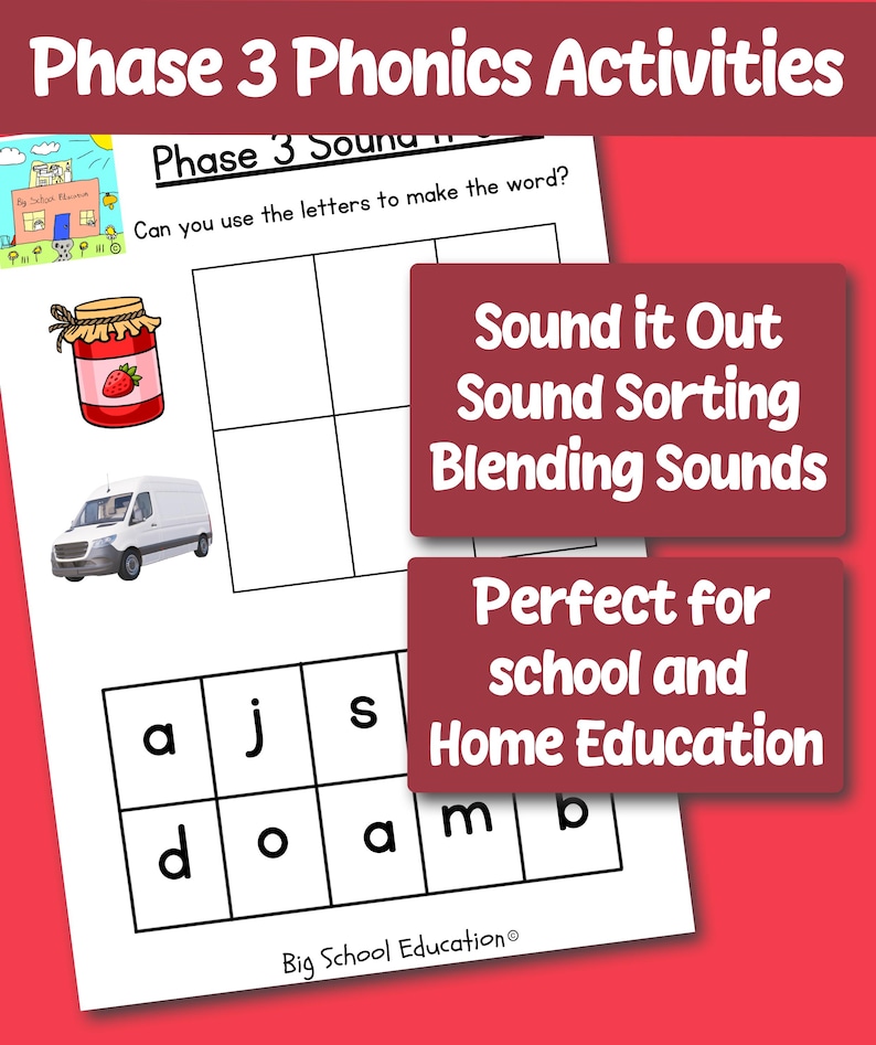Phonics Phase 3 Activity Book, Printable 30 Page EYFS Activities ...
