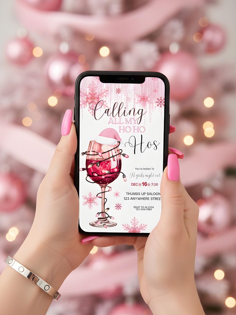 Funny Girls Night Christmas Invitation: Editable Friendsmas Party ...