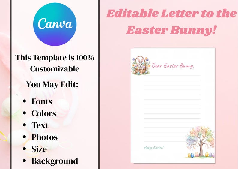 Editable Easter Bunny Letter Template: Spring Stationery (digital ...