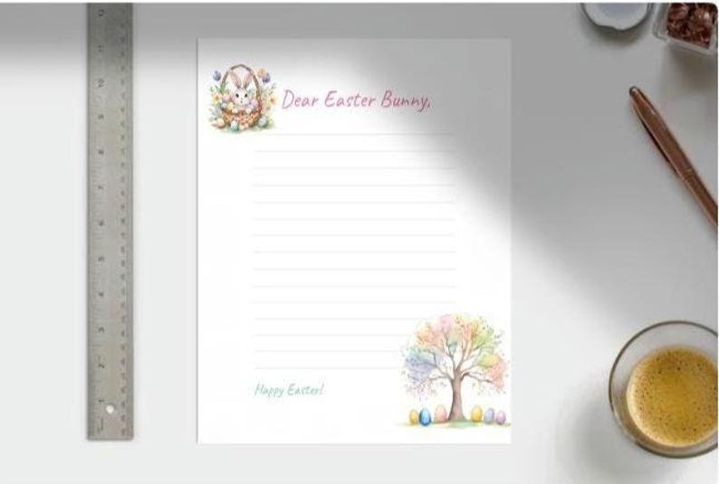 Editable Easter Bunny Letter Template: Spring Stationery (digital ...