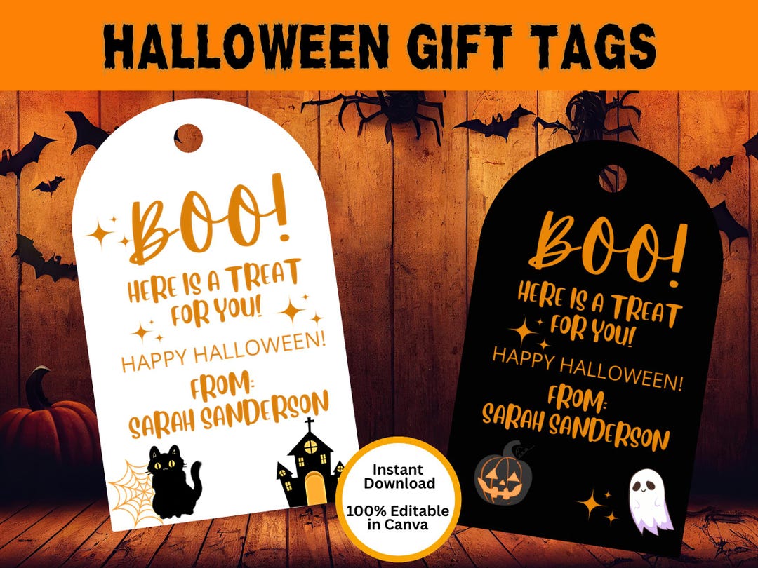Editable Halloween Gift Tags: Spooky Party Favor Template (digital ...