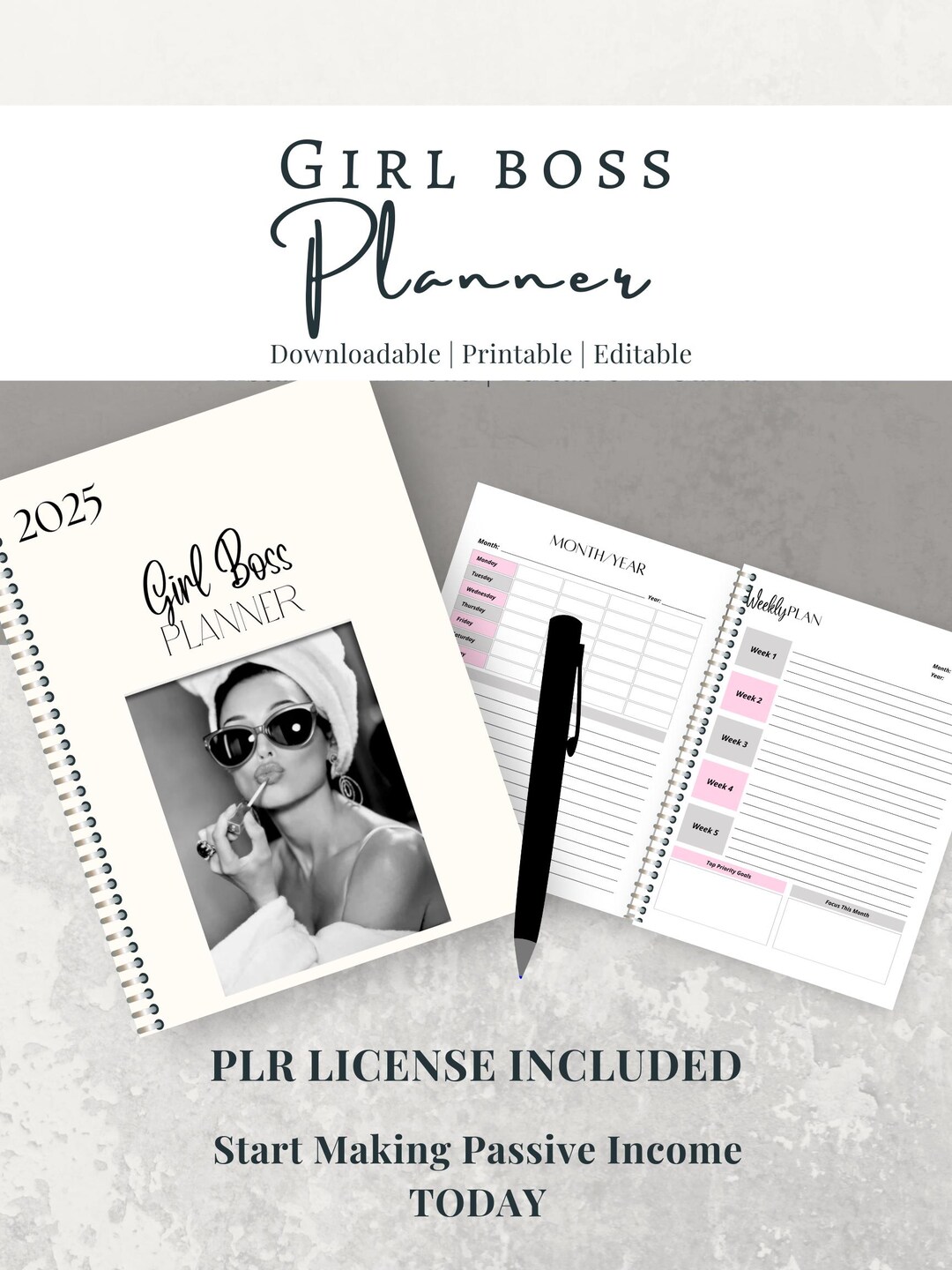 2025 Girl Boss Planner: Printable Journal Notebook (digital Download ...