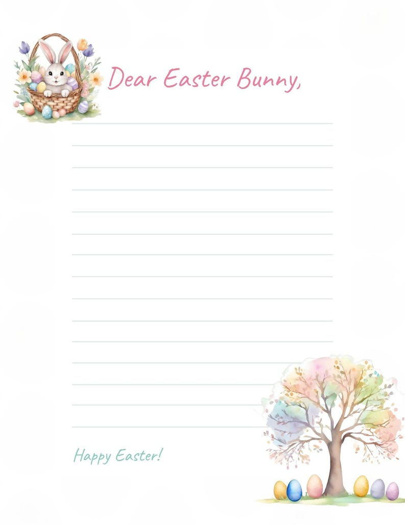 Editable Easter Bunny Letter Template: Spring Stationery (digital ...