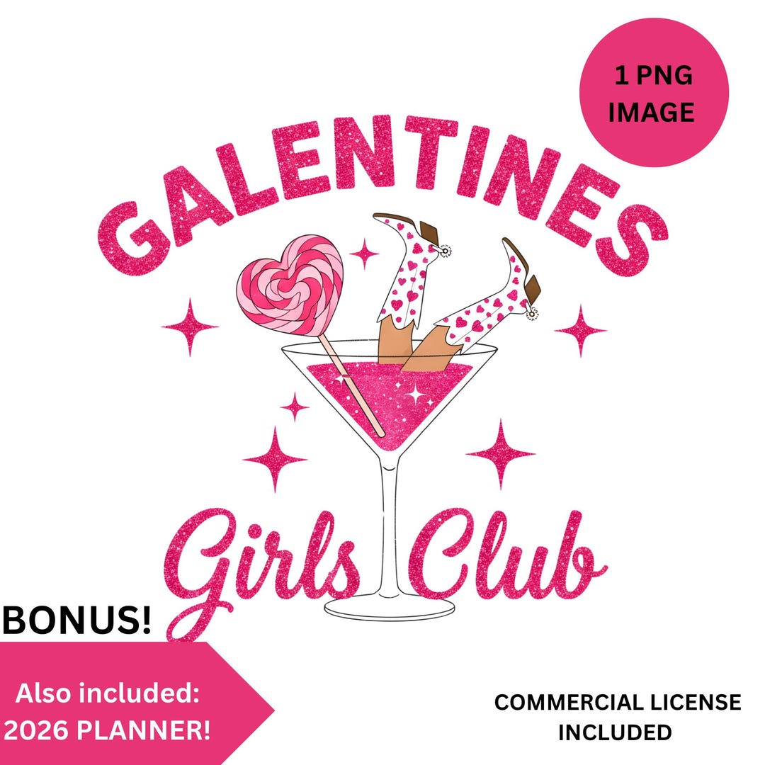 Galentine's Girls Club PNG, Pink Glitter Cowgirl Boots, Martini ...