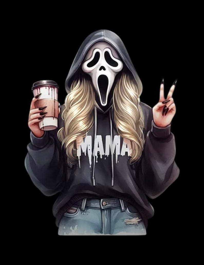Scream-inspired Halloween Mama Clipart: Spooky Mom PNG (digital ...