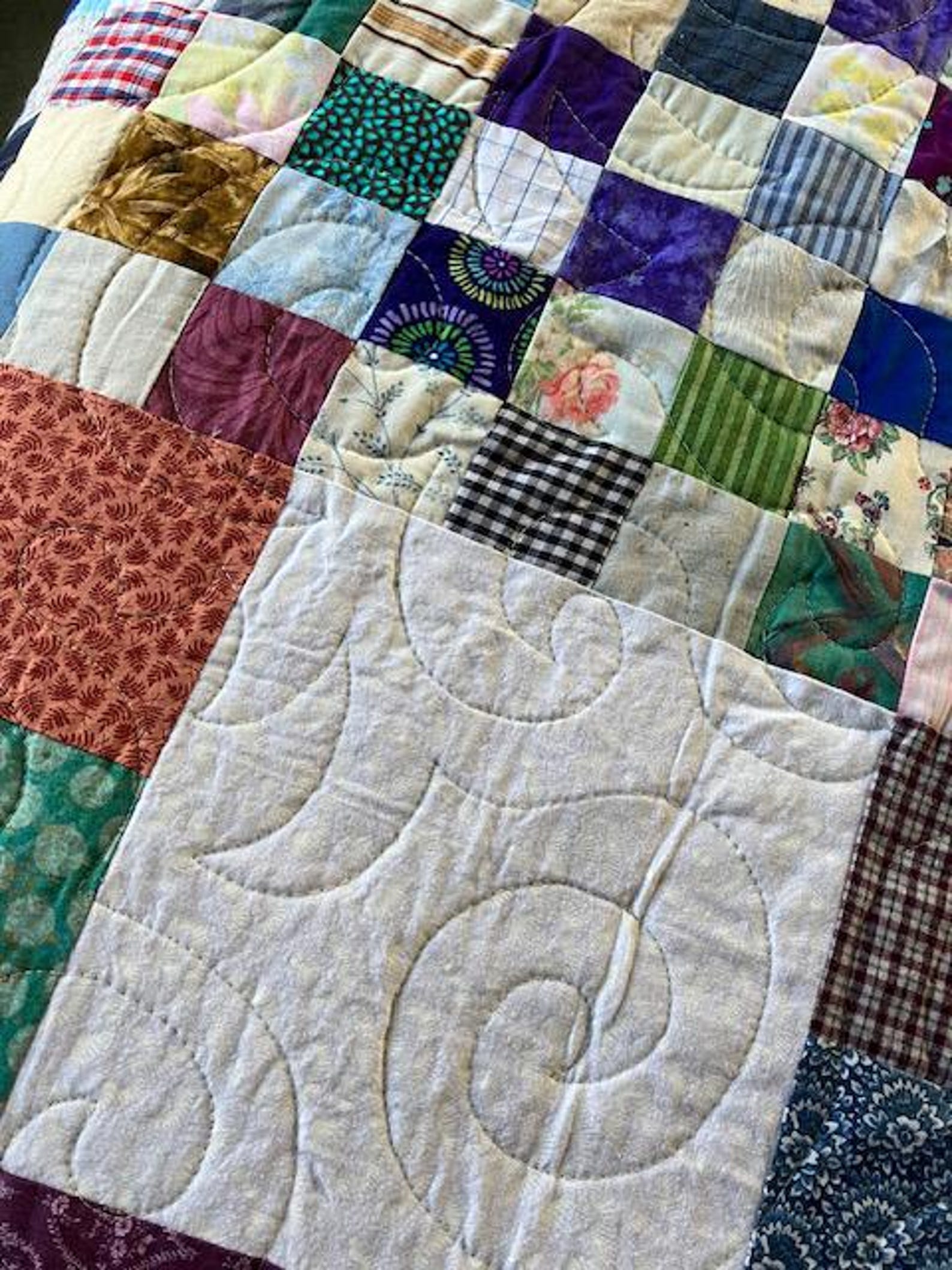 Queen/king Bed Quilt, Graduated Checkboard, "pandora's Crayon Box", 101 ...