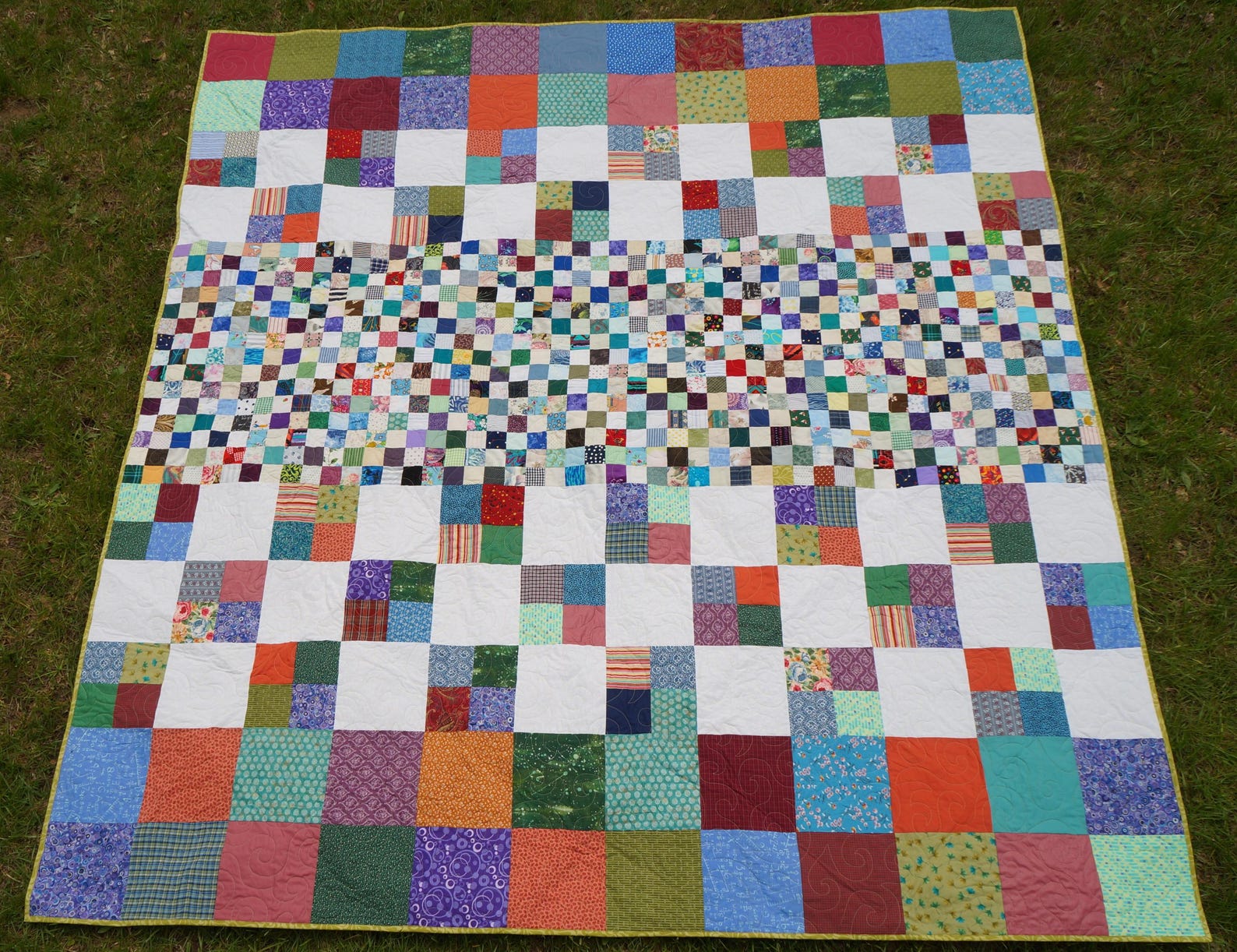 Queen/king Bed Quilt, Graduated Checkboard, "pandora's Crayon Box", 101 ...