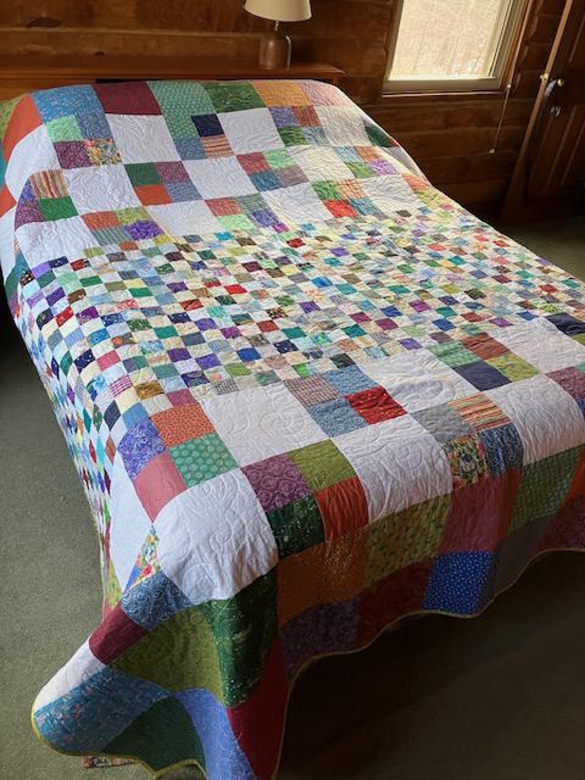 Queen/king Bed Quilt, Graduated Checkboard, "pandora's Crayon Box", 101 ...