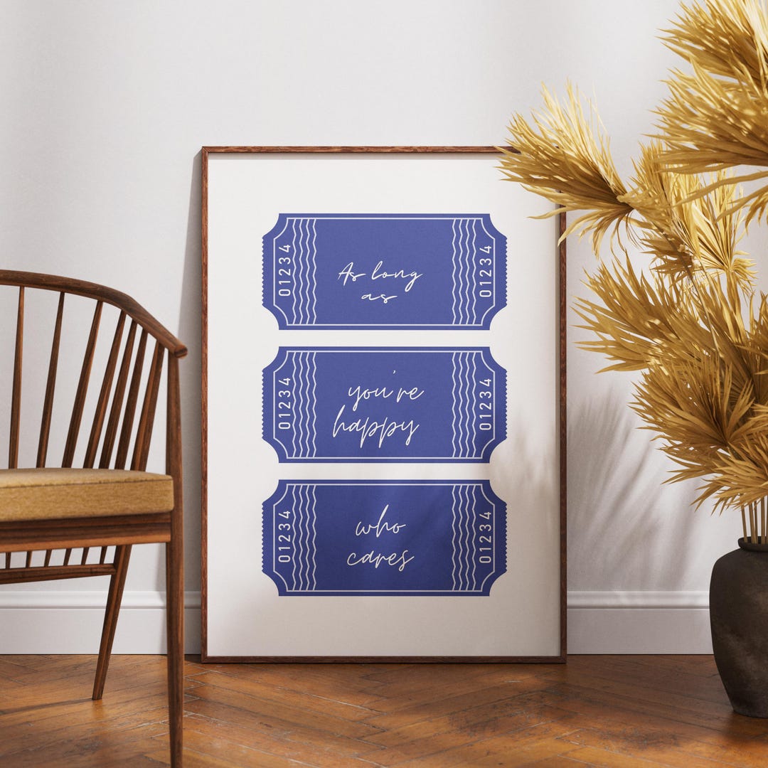 Retro Ticket Print, Navy Blue Wall Art, Trendy Wall Art, Vintage Ticket ...