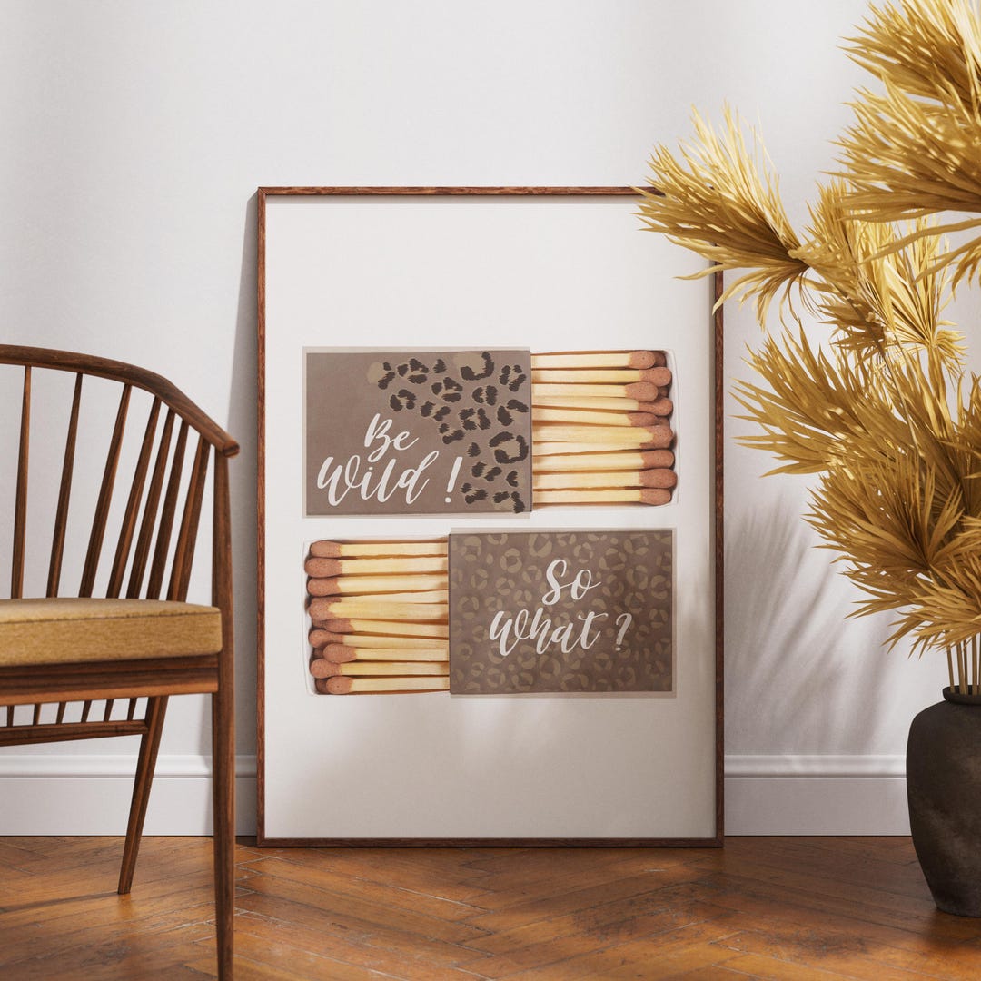 Leopard Matchbox Retro Print: Bar Cart Dorm Decor (digital Download) - Etsy