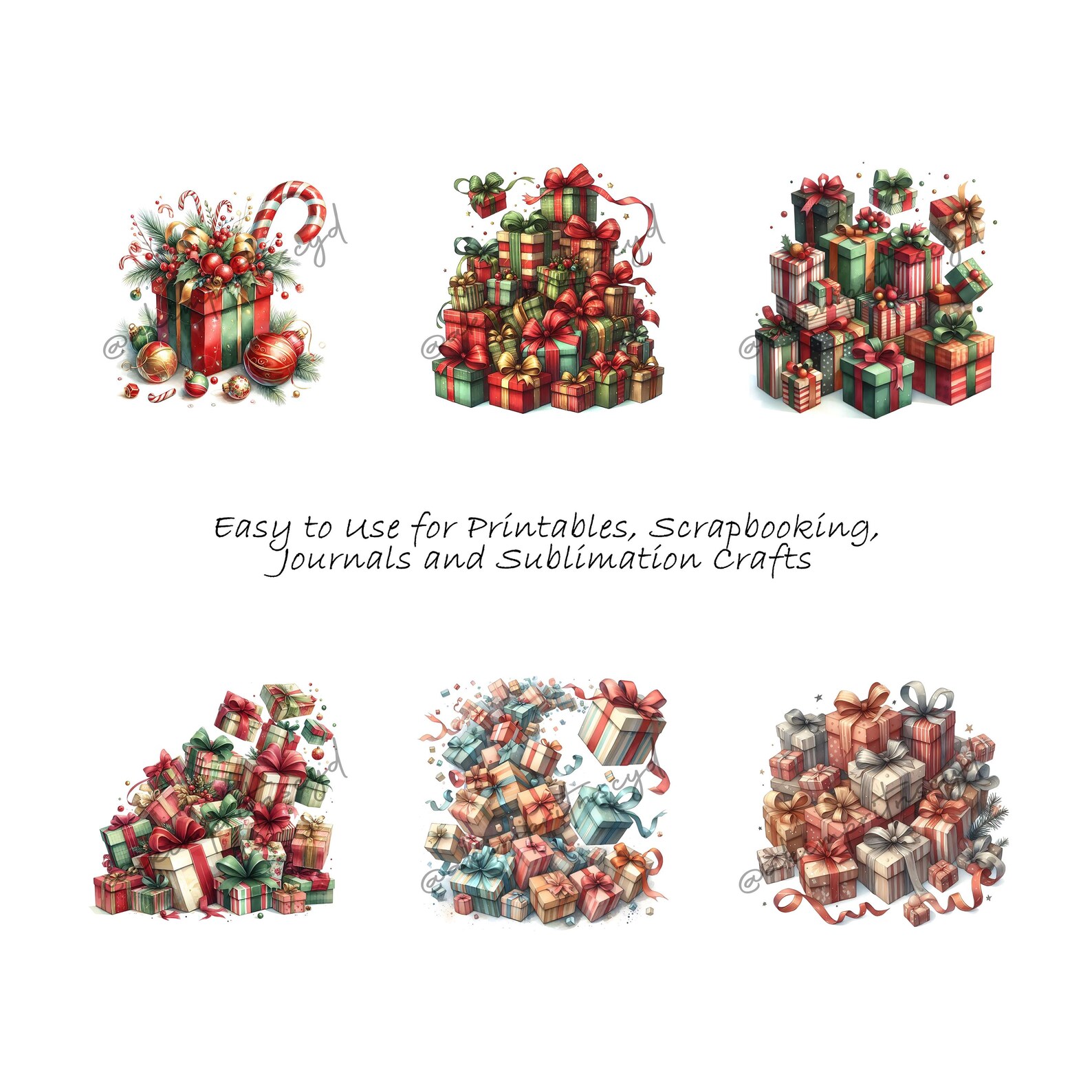 Christmas Gift Box Clipart: Festive Holiday Presents JPG Pack - Cute ...
