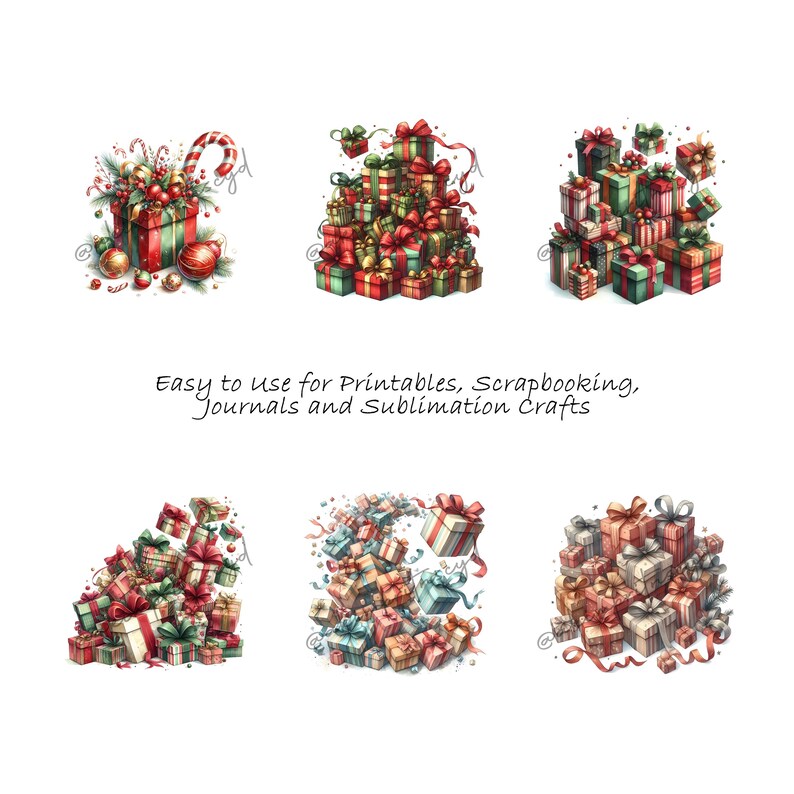 Christmas Gift Box Clipart: Festive Holiday Presents JPG Pack - Cute ...