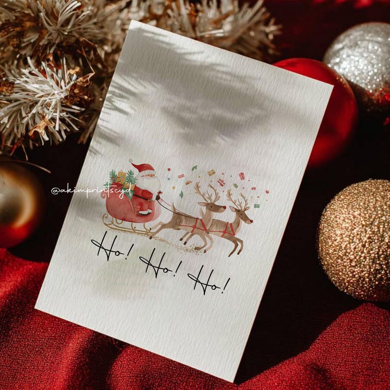 Watercolor Santa Claus Clipart Set: Christmas Sleigh, Reindeer PNG ...