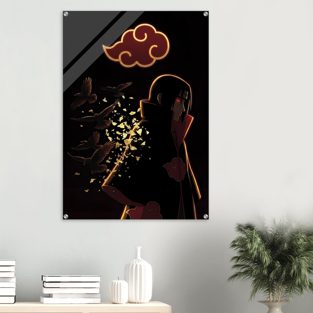 Acrylic Print - Itachi Uchiha Naruto Anime Wall Art Akatsuki Cloud Gold ...