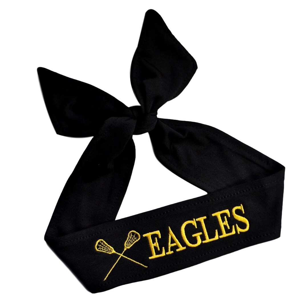Personalized Embroidered Lacrosse Tie Back Headband With Custom Name - Etsy