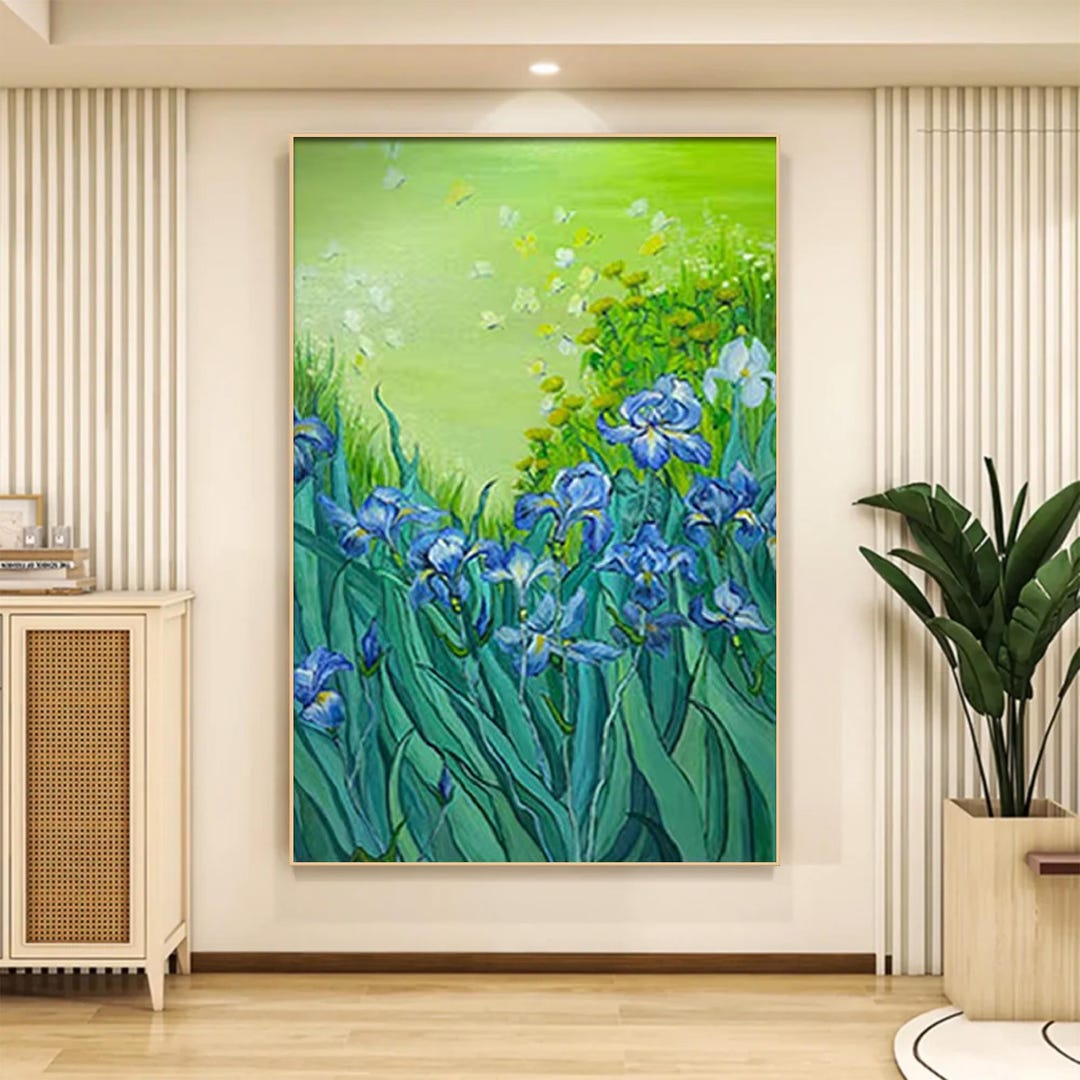 Vincent Van Gogh Style Irises Painting Blue Flowers Iris Floral Wall ...