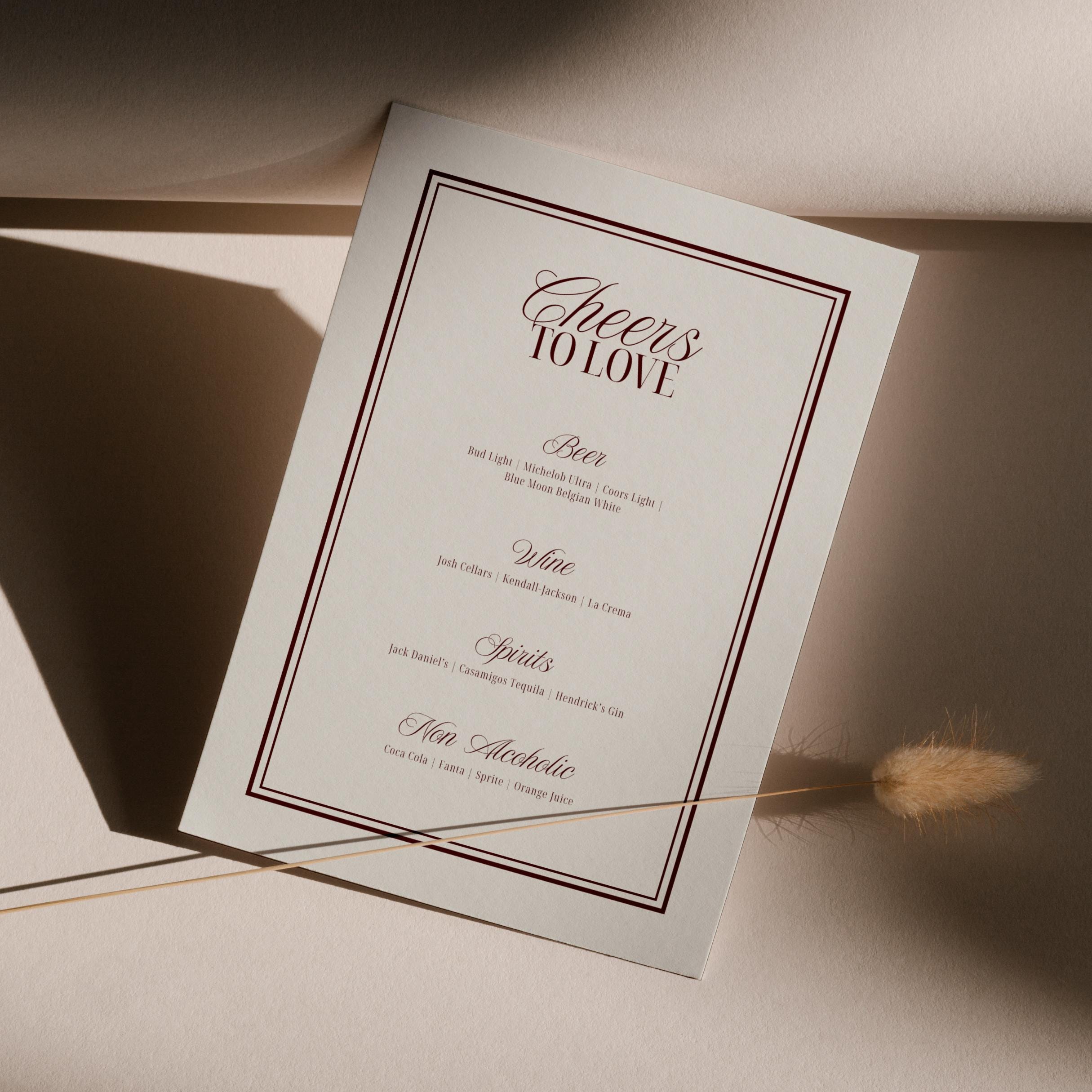 Old Money Bar Menu Retro Bar Menu Template Drink Menu Old Money Wedding ...