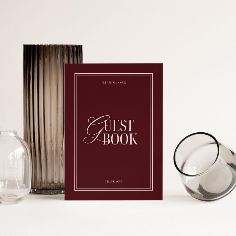 Vintage Wedding Guest Book Sign Template Retro Guestbook Sign Old Money ...