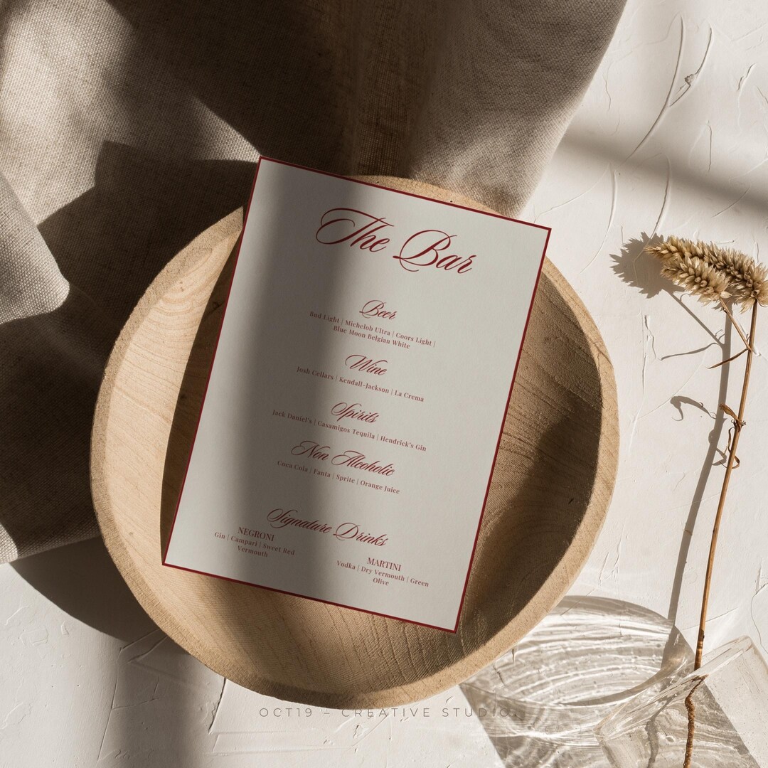 Old Money Bar Menu Retro Bar Menu Template Drink Menu Old Money Wedding ...