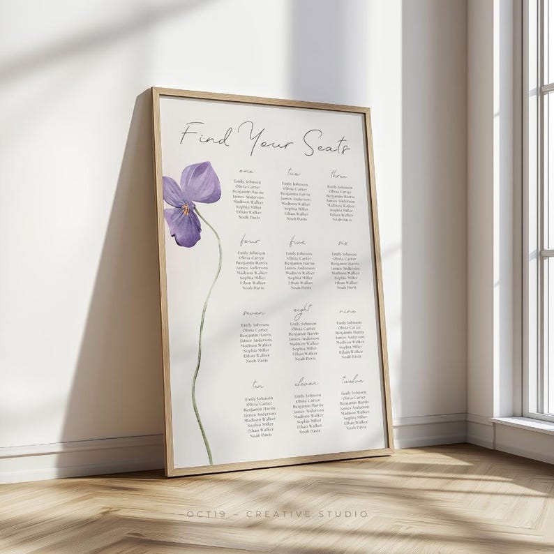 Floral Seating Chart Digital Download Wildflower Seating Chart Template ...