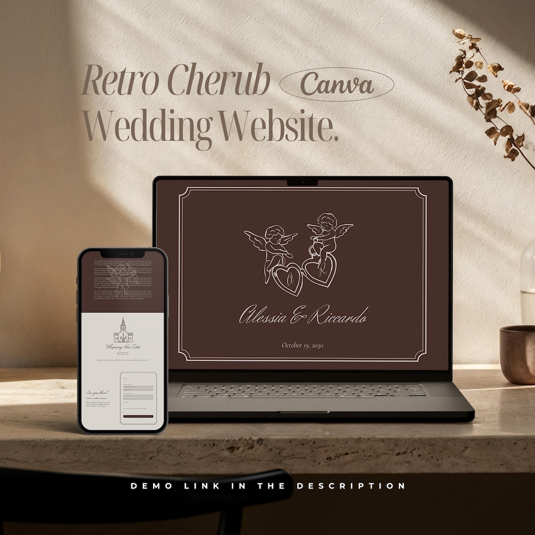 Retro Cherub Wedding Website Template Cupid Canva Wedding Website RSVP ...