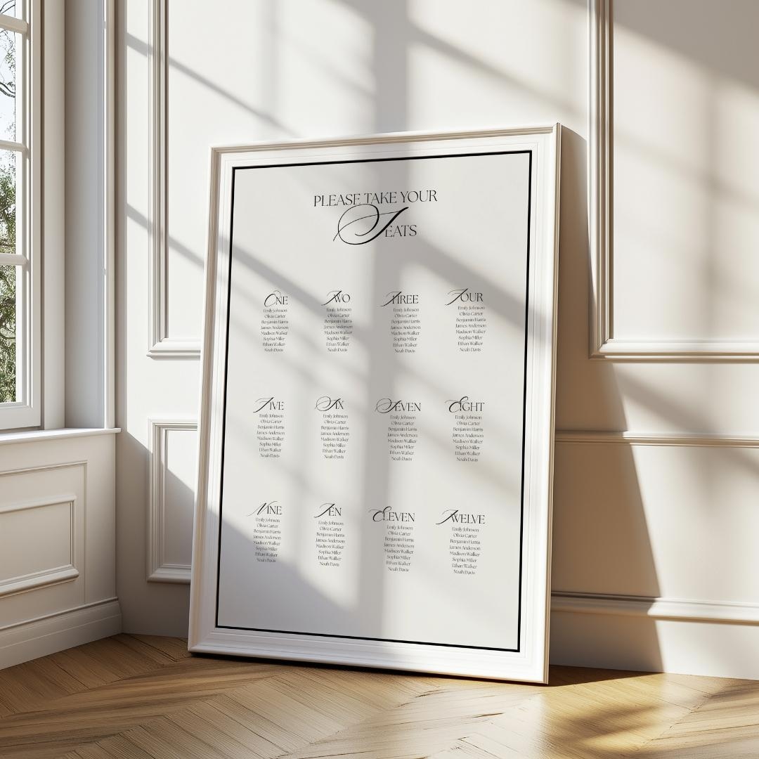 Retro Wedding Seating Chart Vintage Seating Chart Template Elegant ...