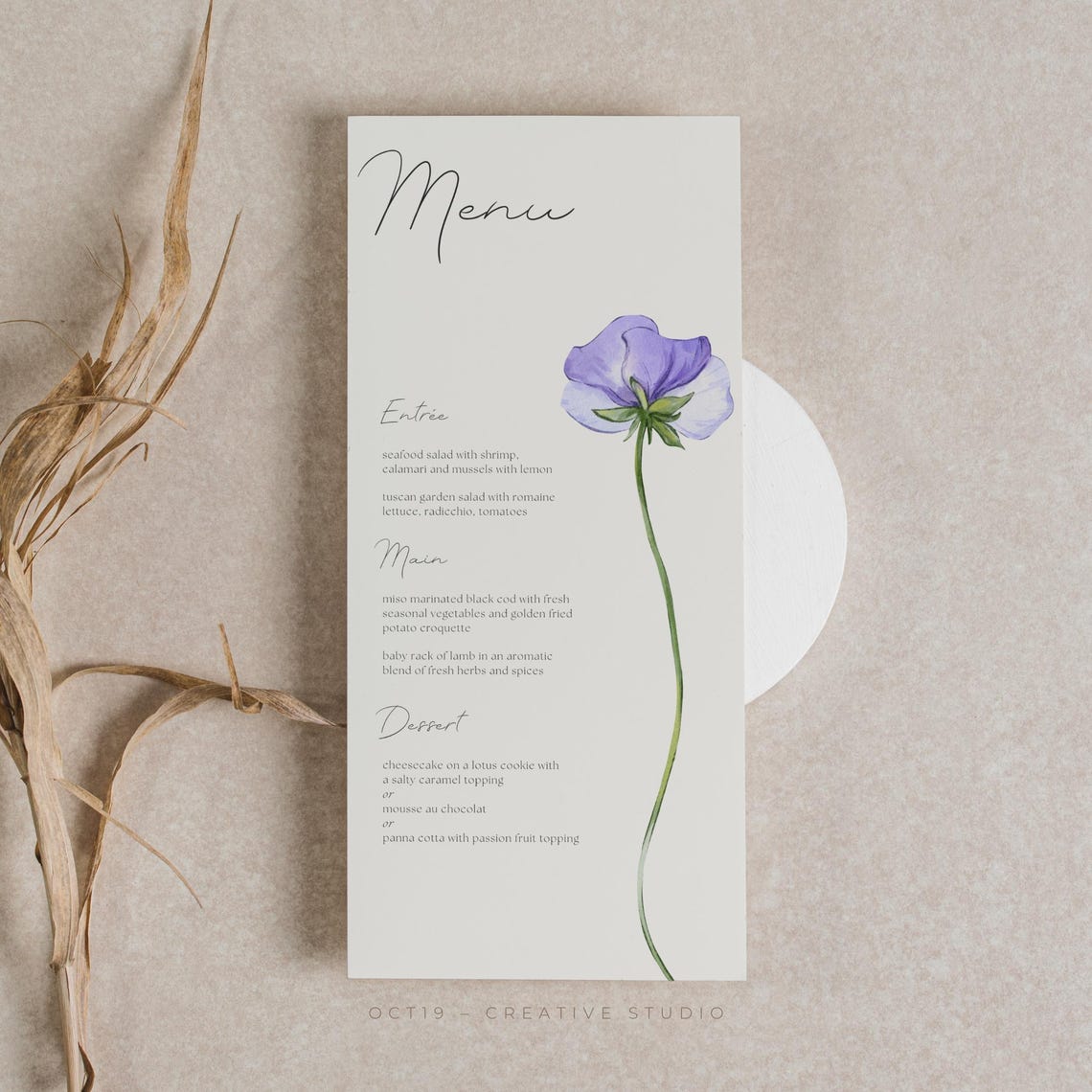 Wildflower Dinner Menu for Wedding Menu Flowers Floral Wedding Menu ...