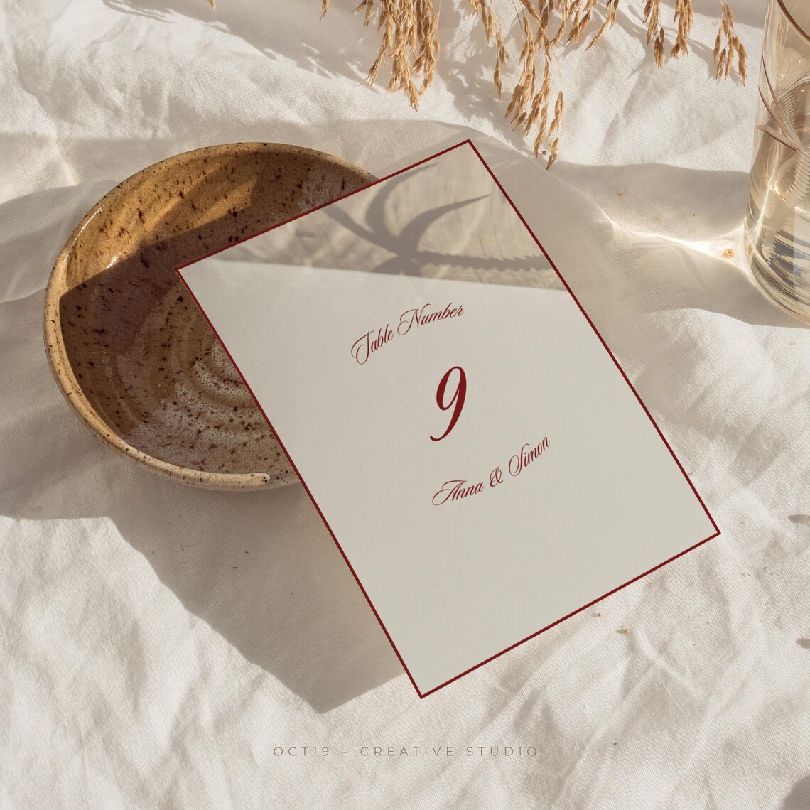 Cherry Red Retro Table Number Sign Old Money Table Numbers Elegant ...