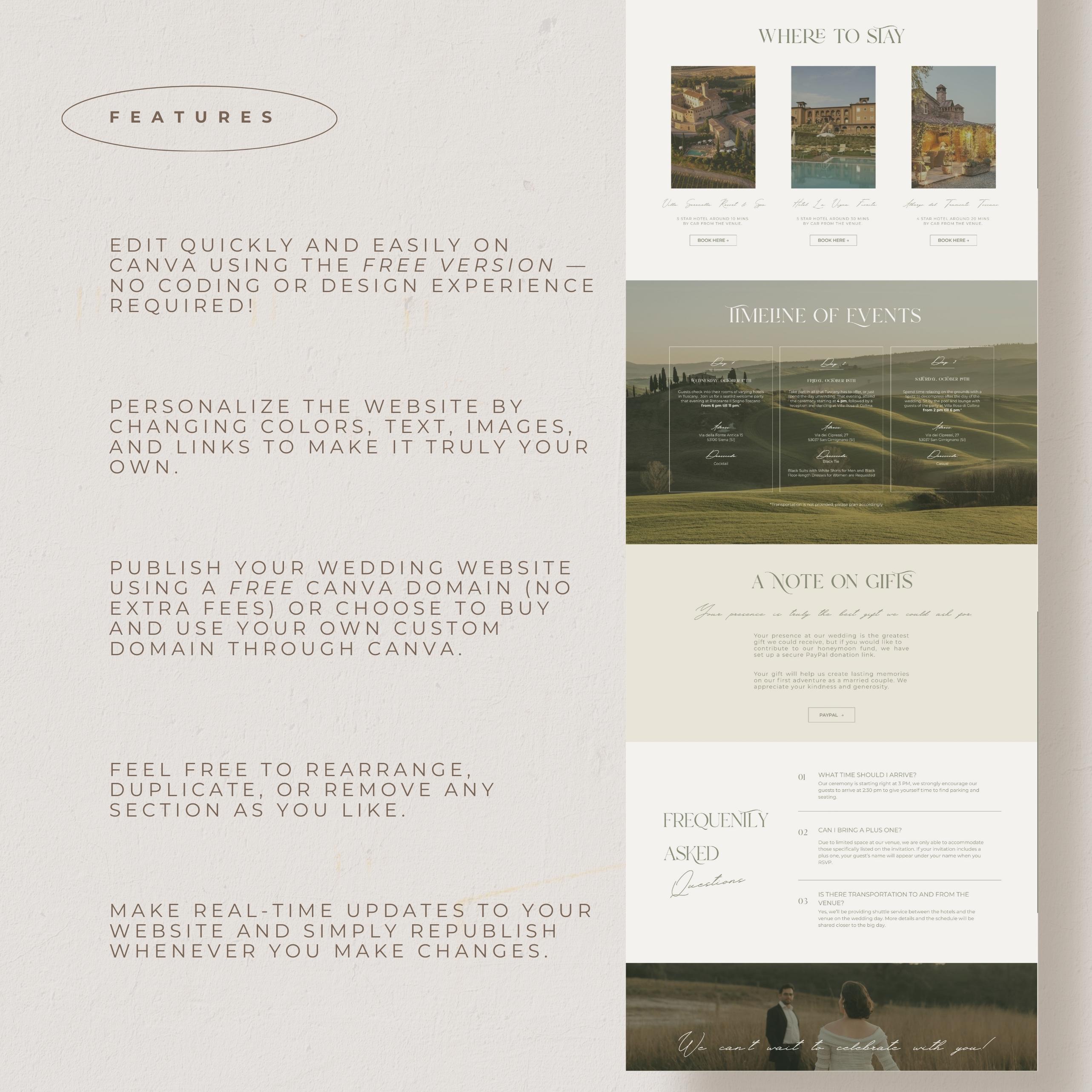 Destination Wedding Website Template Canva Wedding Website RSVP Website ...