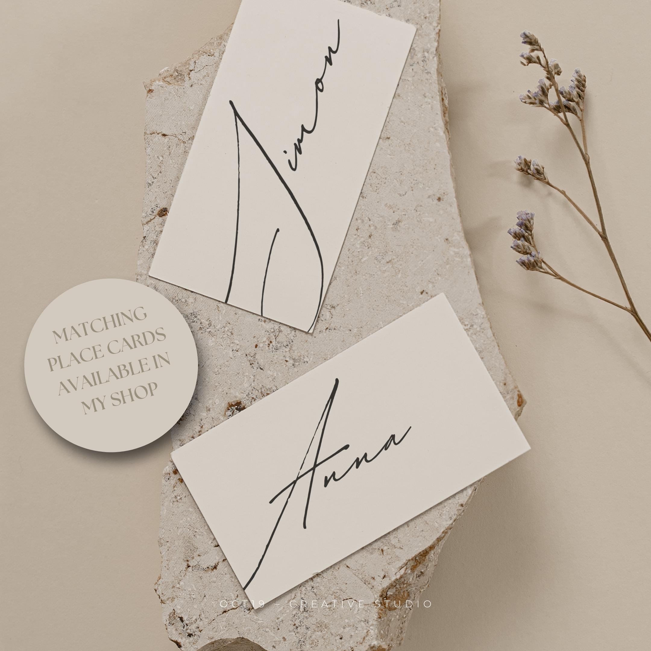 Simple Menu Card Template Handwritten Menu Wedding Template Canva ...