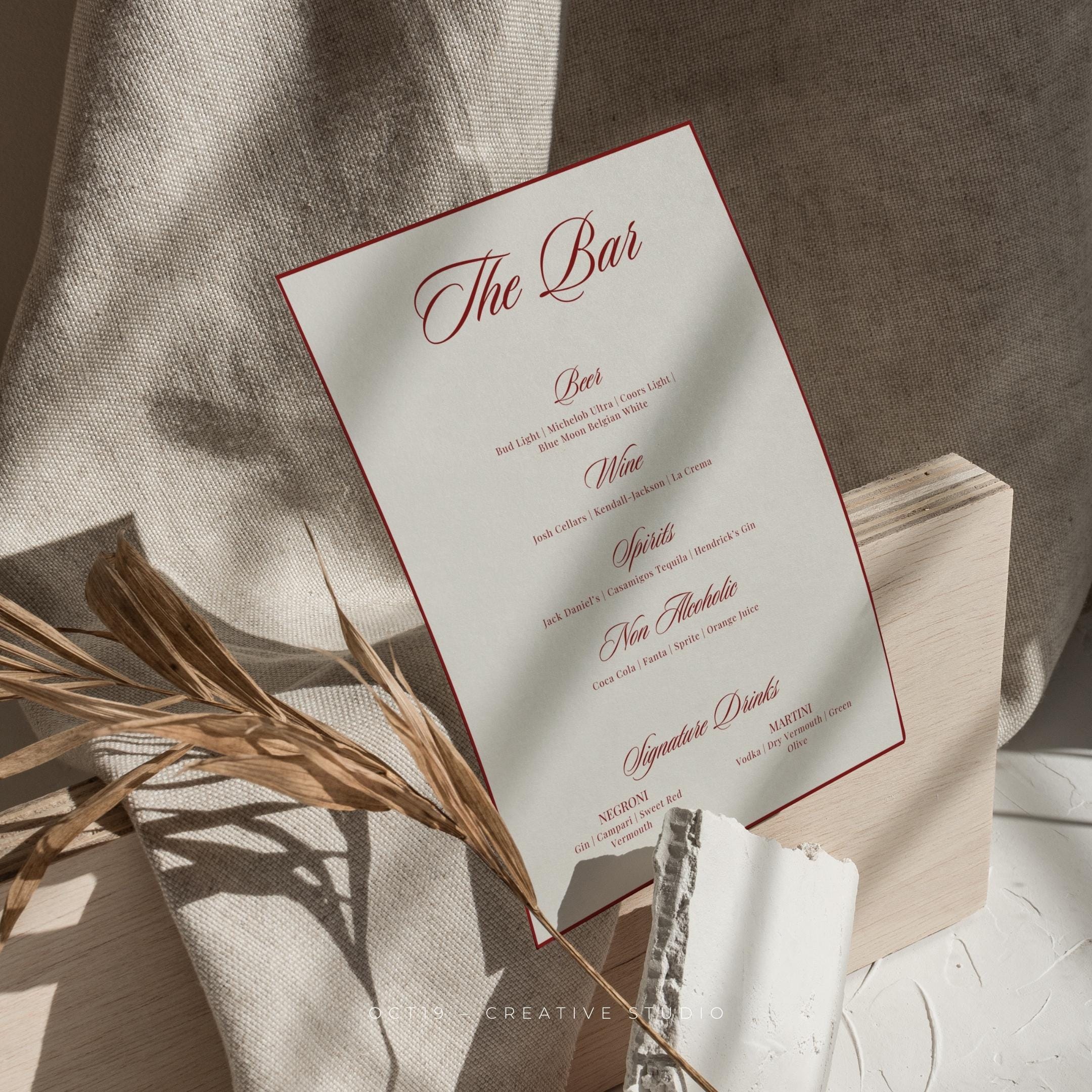 Old Money Bar Menu Retro Bar Menu Template Drink Menu Old Money Wedding ...
