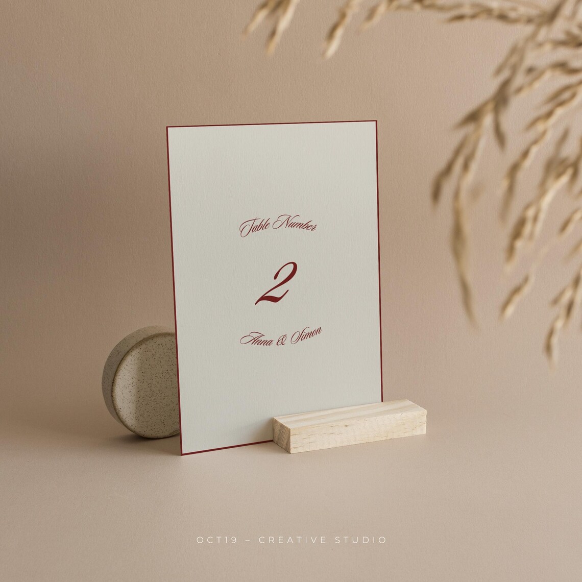 Cherry Red Retro Table Number Sign Old Money Table Numbers Elegant ...