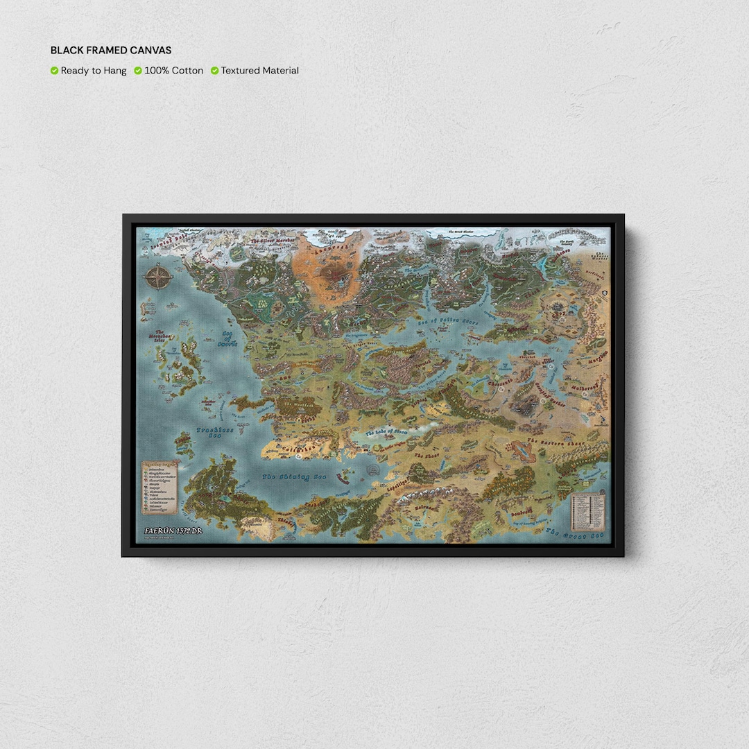 Faerun Map From Forgotten Realms Canvas, Fantasy Map, Dnd World, Gaming ...