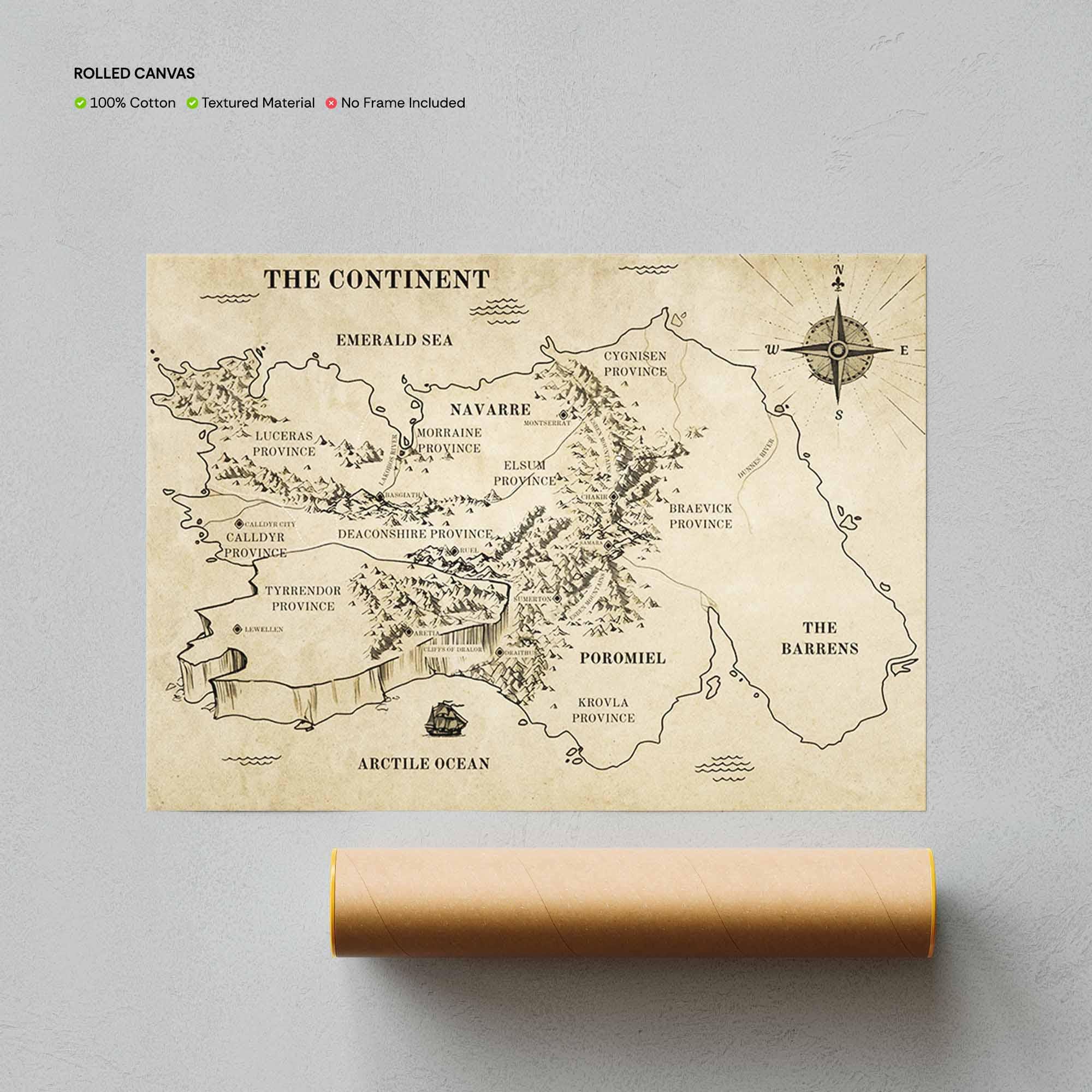 Empyrean World Map Poster, Inspired by Fourth Wing & Iron Flame Map ...