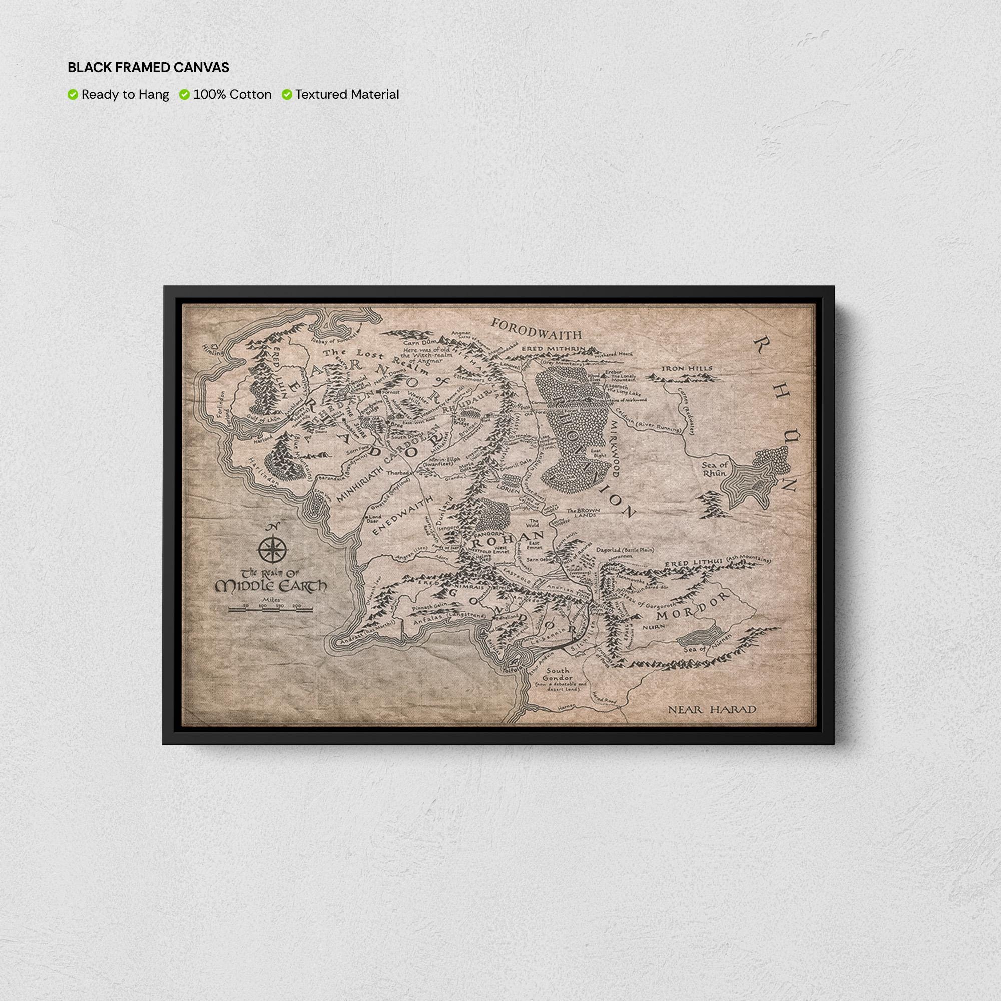Best Fantasy Movie Series Map Canvas, Middle World Map Poster, Fantasy ...