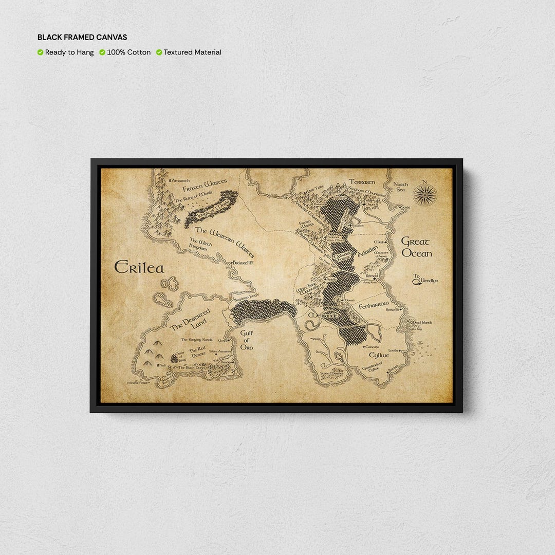 Erilea World Map Poster, Inspired by Thorne of Glass Map Canvas ...