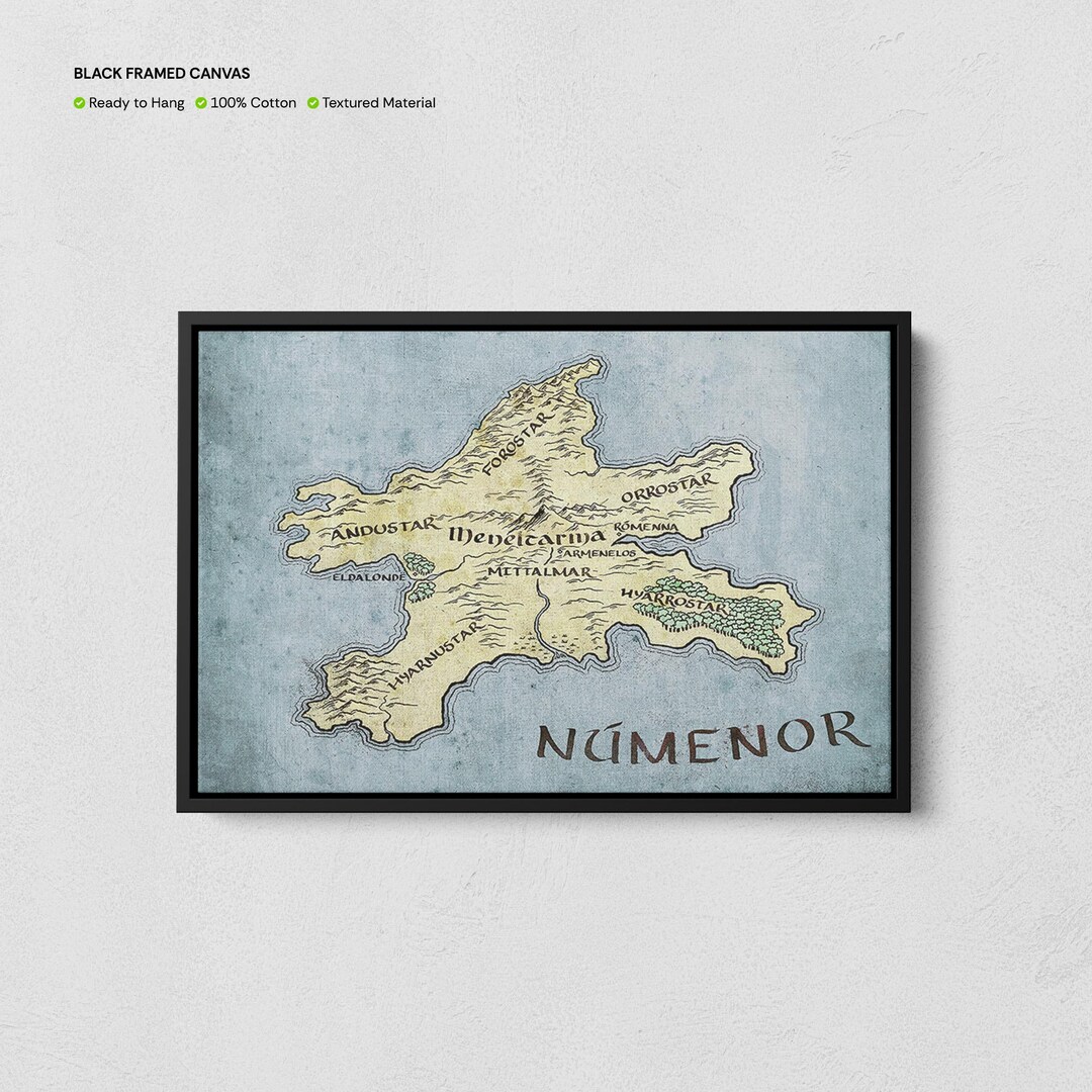 Númenor Map Print, Silmarillion Map Wall Art, Numenor Map Canvas ...