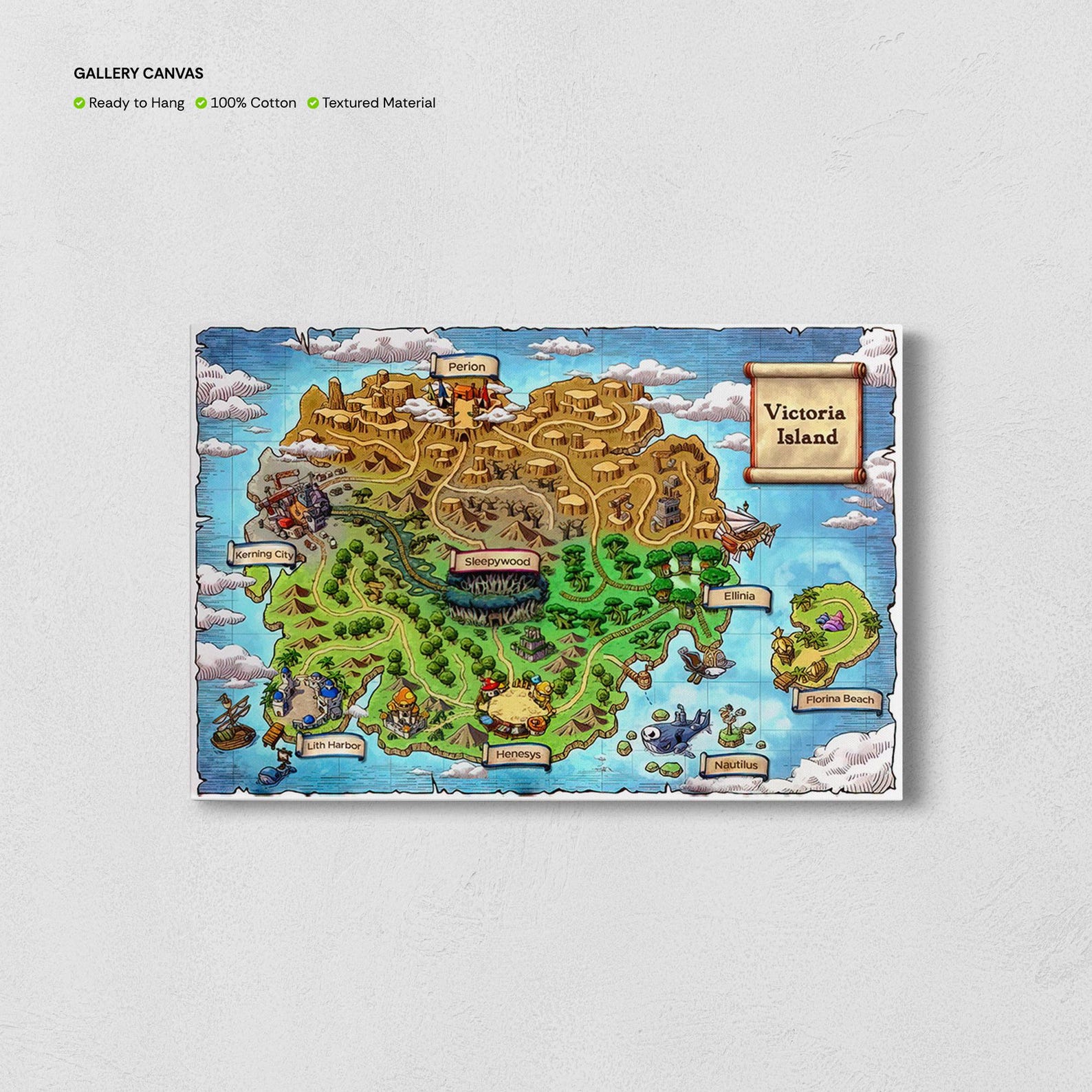 Old Victoria Island Wall Art, Maplestory World Map Print, Fantasy Map ...