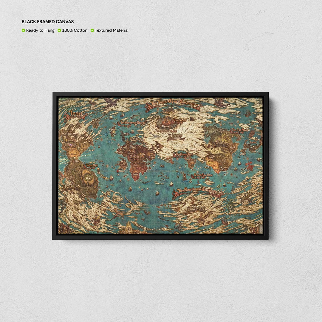 New Eorzea World Map Wall Art, FFXIV Prints, Final XIV Poster ...