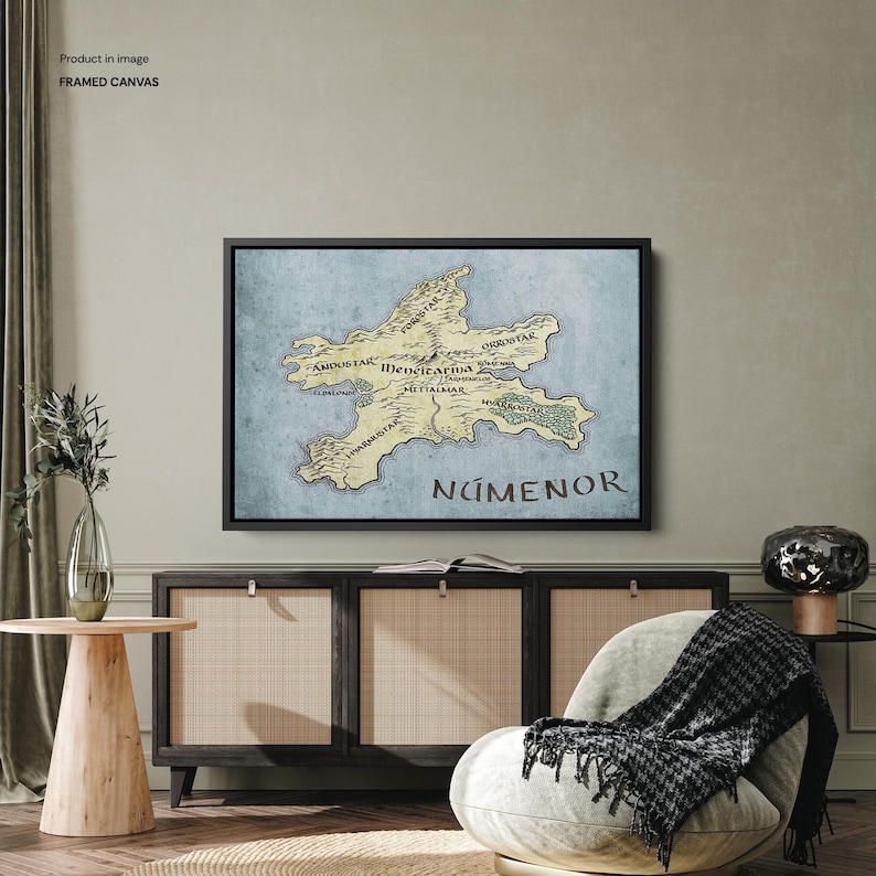 Númenor Map Print, Silmarillion Map Wall Art, Numenor Map Canvas ...