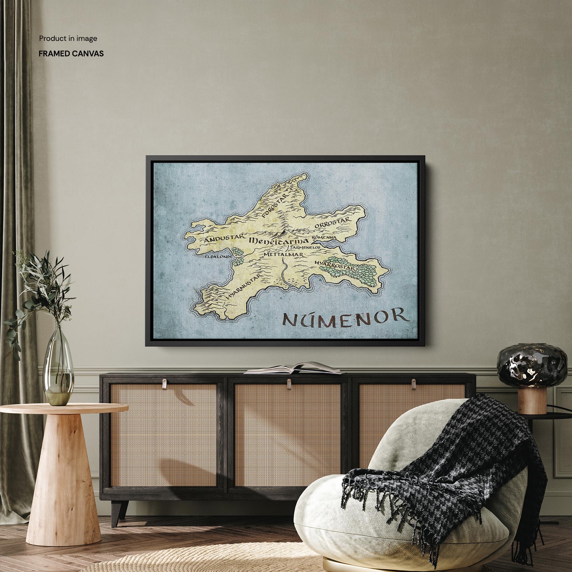 Númenor Map Print, Silmarillion Map Wall Art, Numenor Map Canvas ...