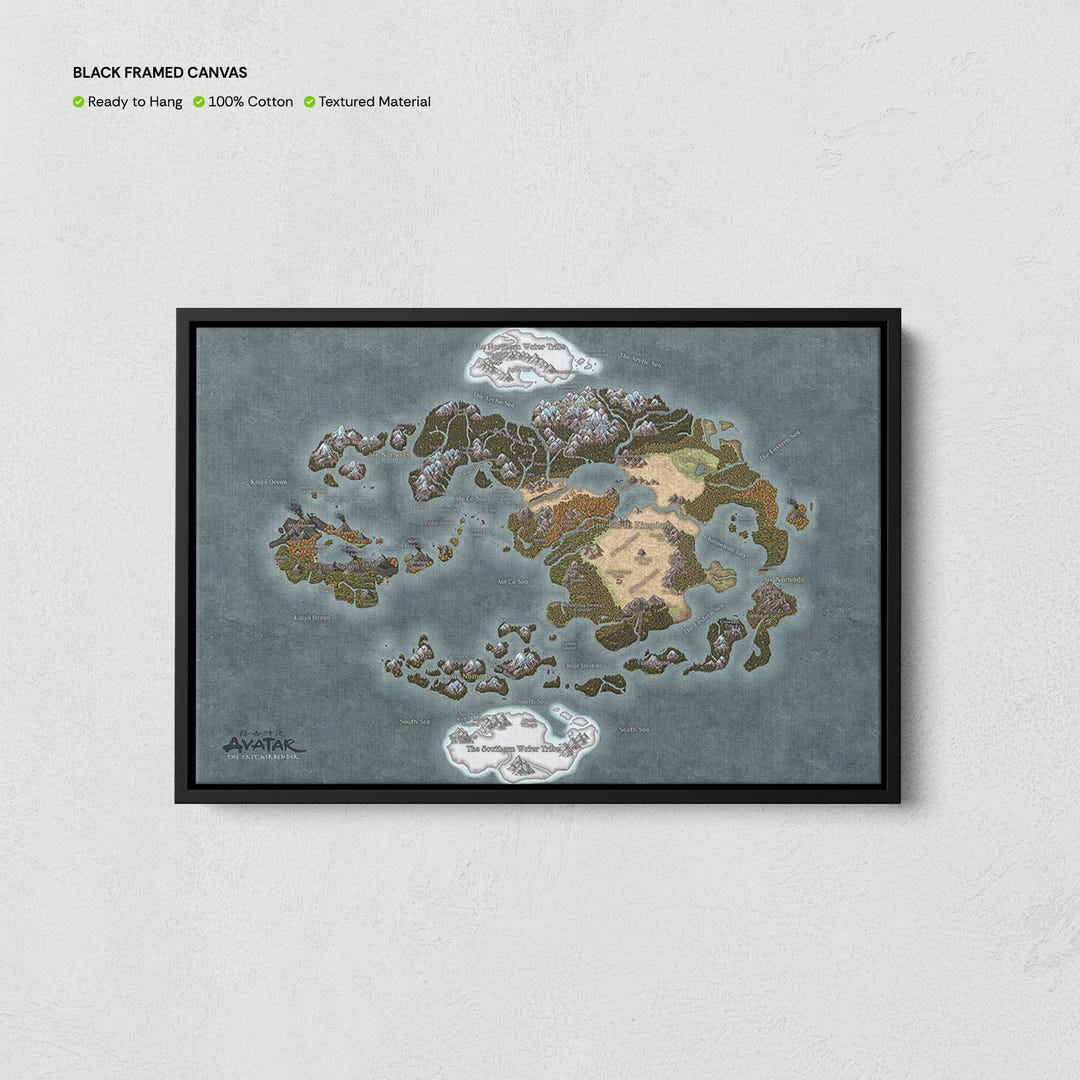 Avatar World Map Print, Map of Airbender Canvas, Anime Movie Posters ...