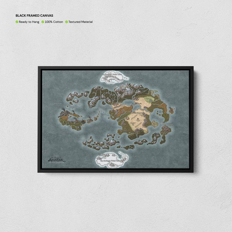 Avatar World Map Print, Map of Airbender Canvas, Anime Movie Posters ...