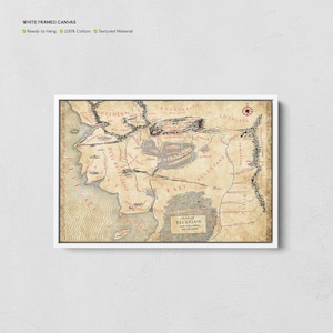 Beleriand Map Print, the Silmarillion Map Canvas, LOTR Poster, Middle ...