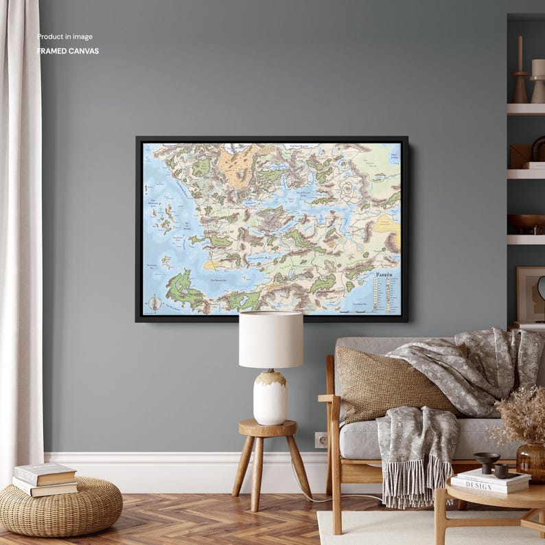 Map of Faerun Print, Faerun Map From Forgotten Realms Canvas, Fantasy ...