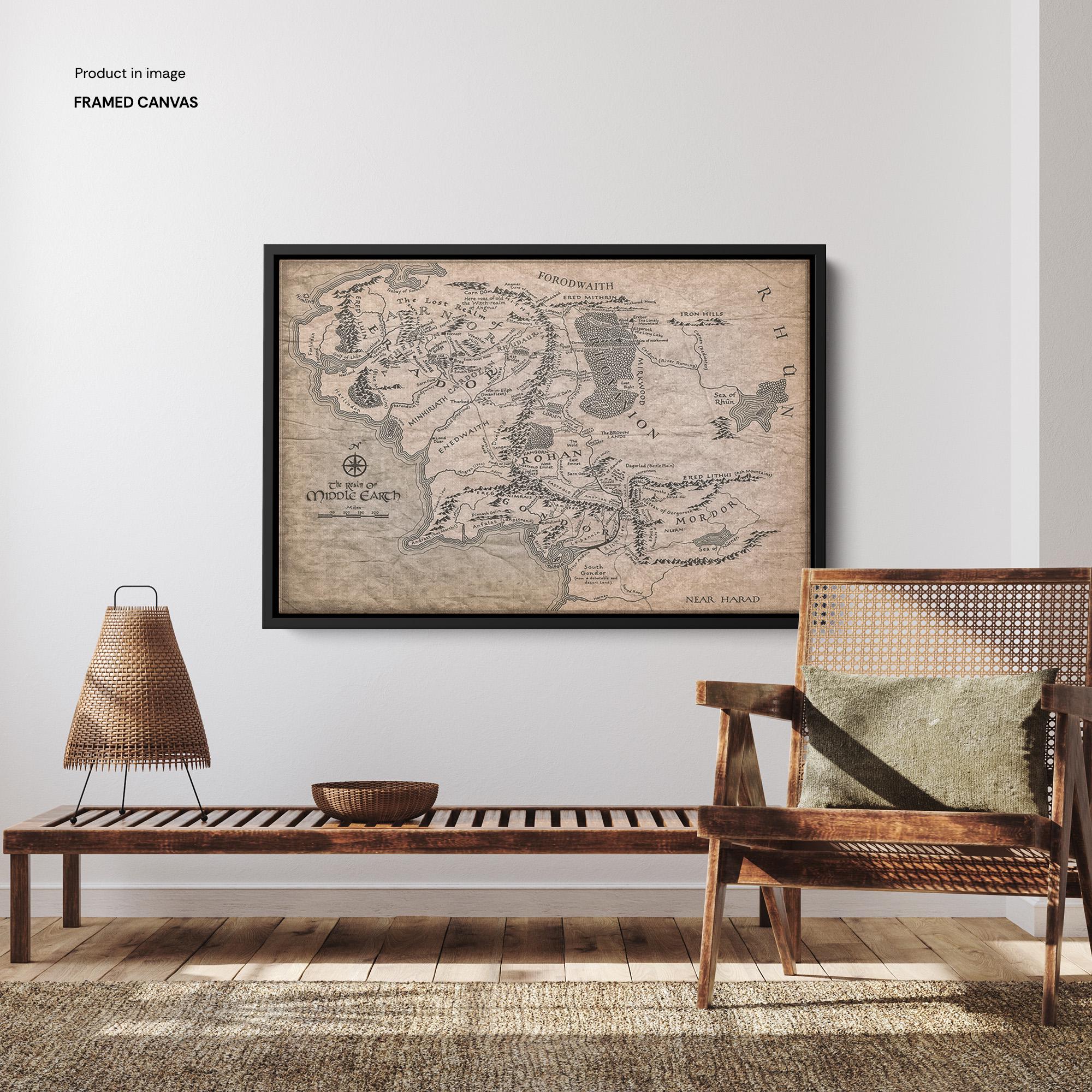 Best Fantasy Movie Series Map Canvas, Middle World Map Poster, Fantasy ...