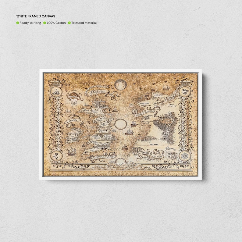 Acotar Map Poster, Inspired by Court of Thorns and Roses Map Canvas ...